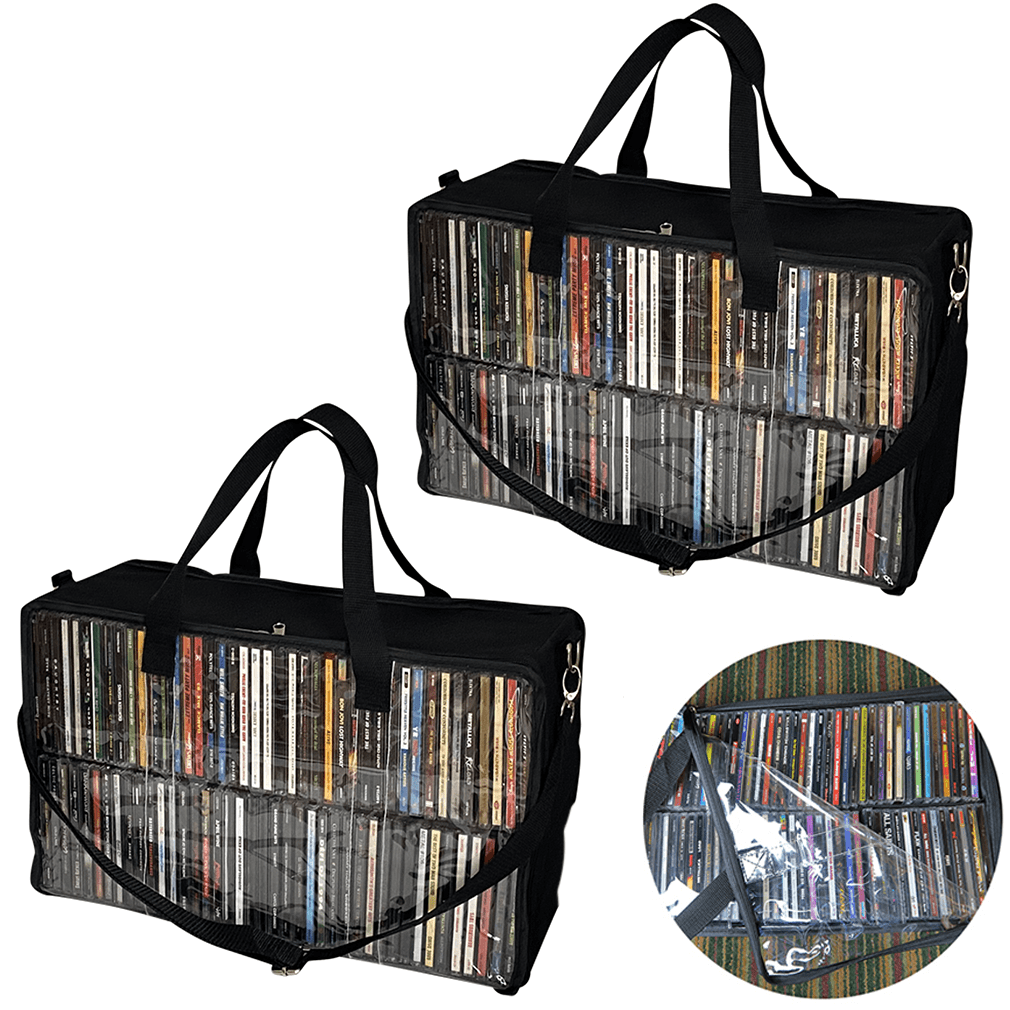 Evelots 2 Pack CD/DVD Storage Bags, Clear PVC Plastic-Holds 160 With ...