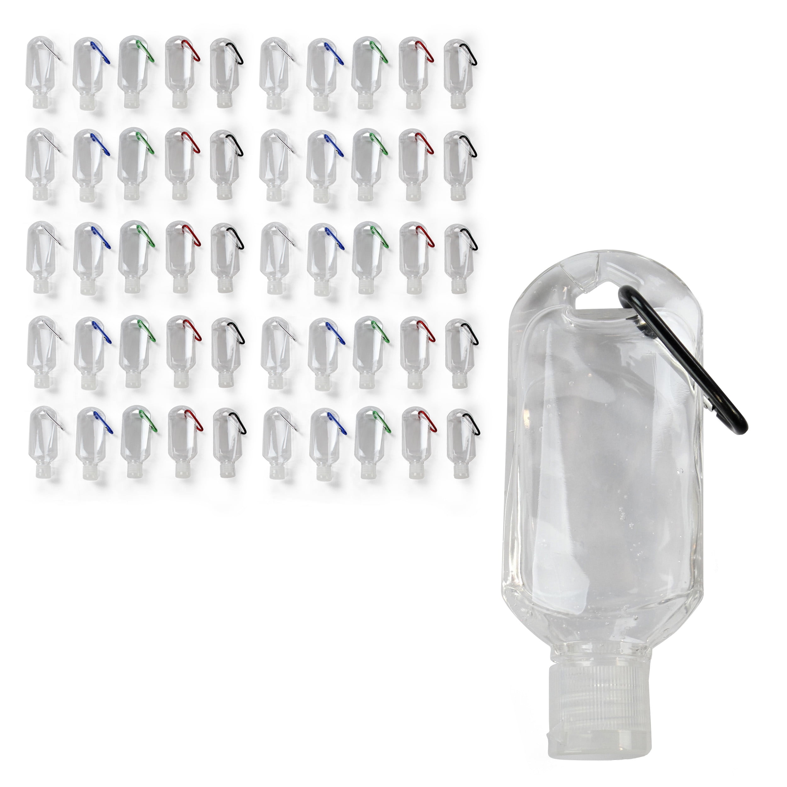 Spec101 Small Travel Bottles with Carabiner Clip - 2oz Fillable Pack of ...