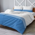 4 Piece Duvet Cover Set Twin, Farmhouse Classic Geometric Blue Stripes ...