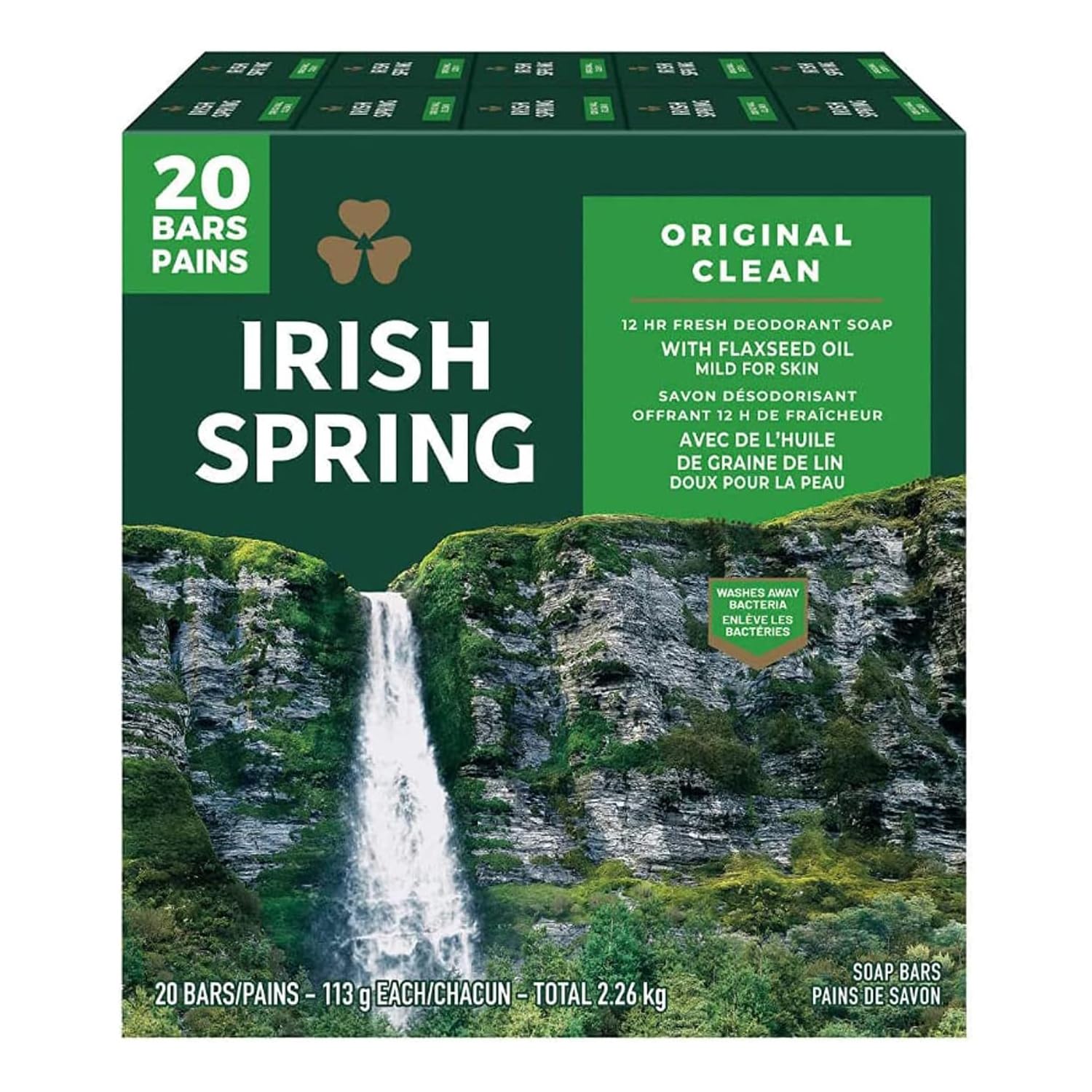 Jabón en barra Irish Spring Original Clean para hombre, paquete de 20 ...