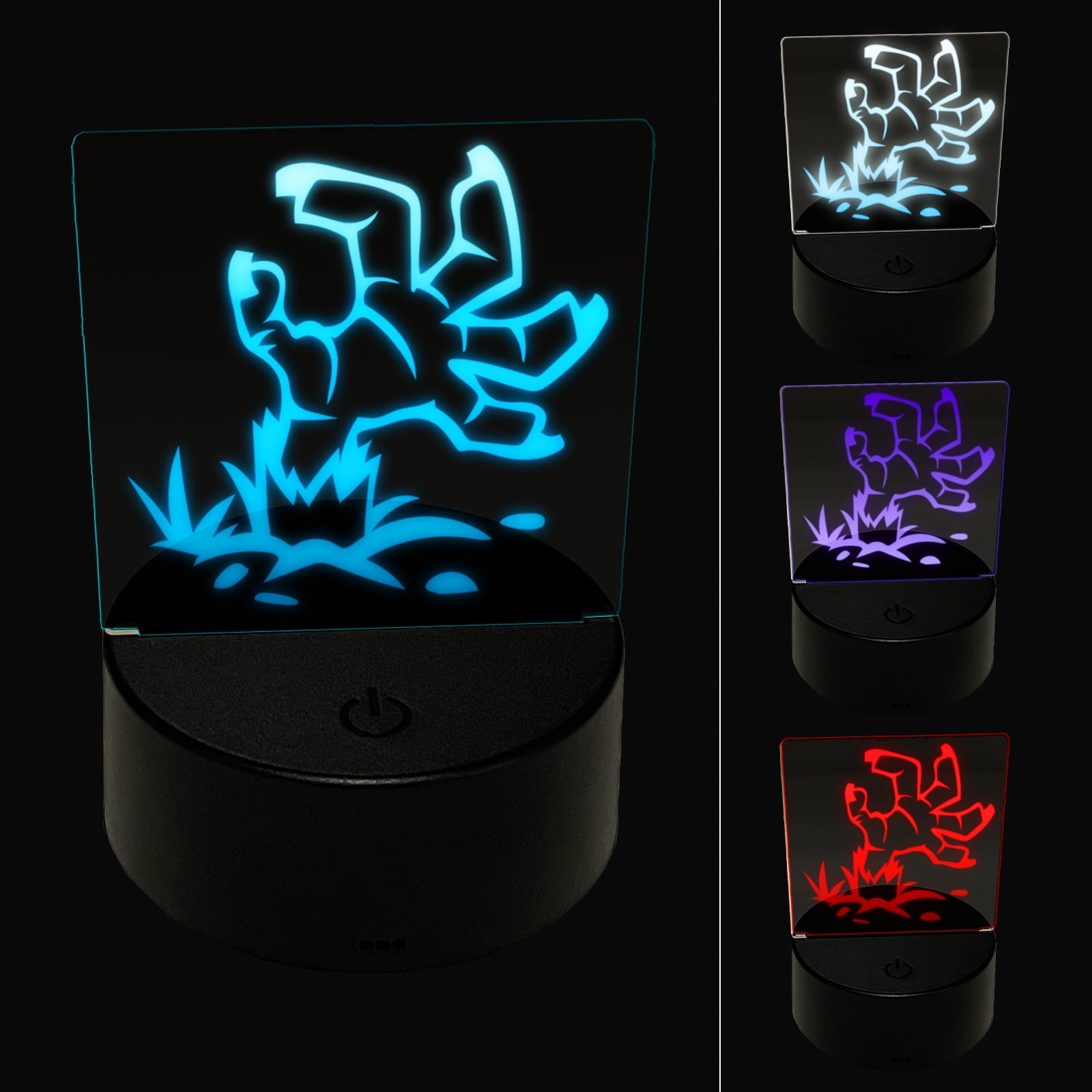 Zombie Hand Popping Out of Ground Halloween LED Night Light Sign 3D ...