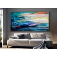 Abstract Wall Art Painting Handmade Modern Canvas Artwork Aqua Magenta ...