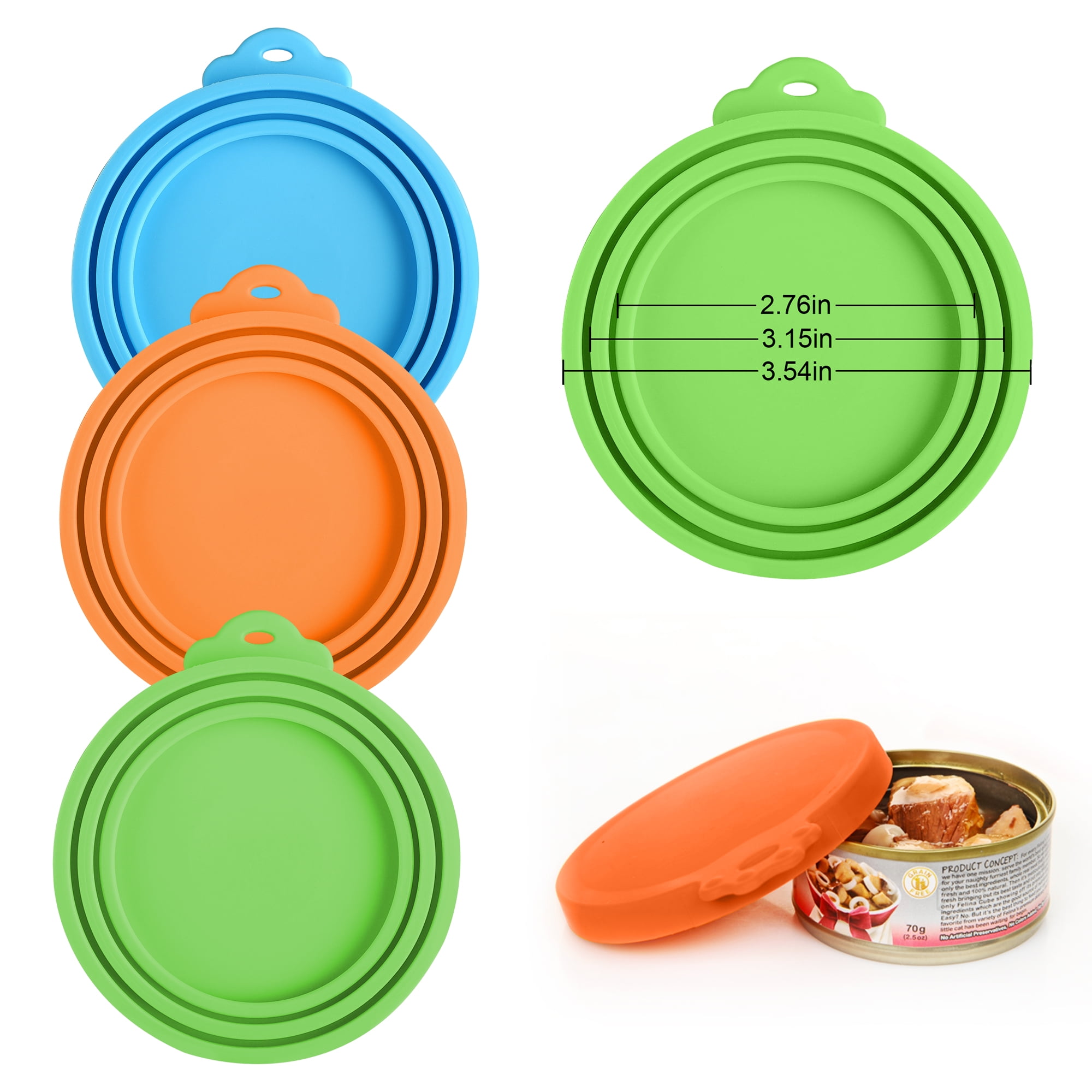 TSV 3pcs Pet Food Can Cover, FDA Safe BPA Free Silicone Cat Dog Can ...