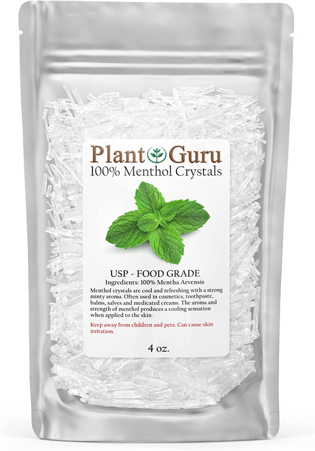 Menthol Crystals 4 oz. Mentha Arvensis 100% Pure Natural Organic USP ...