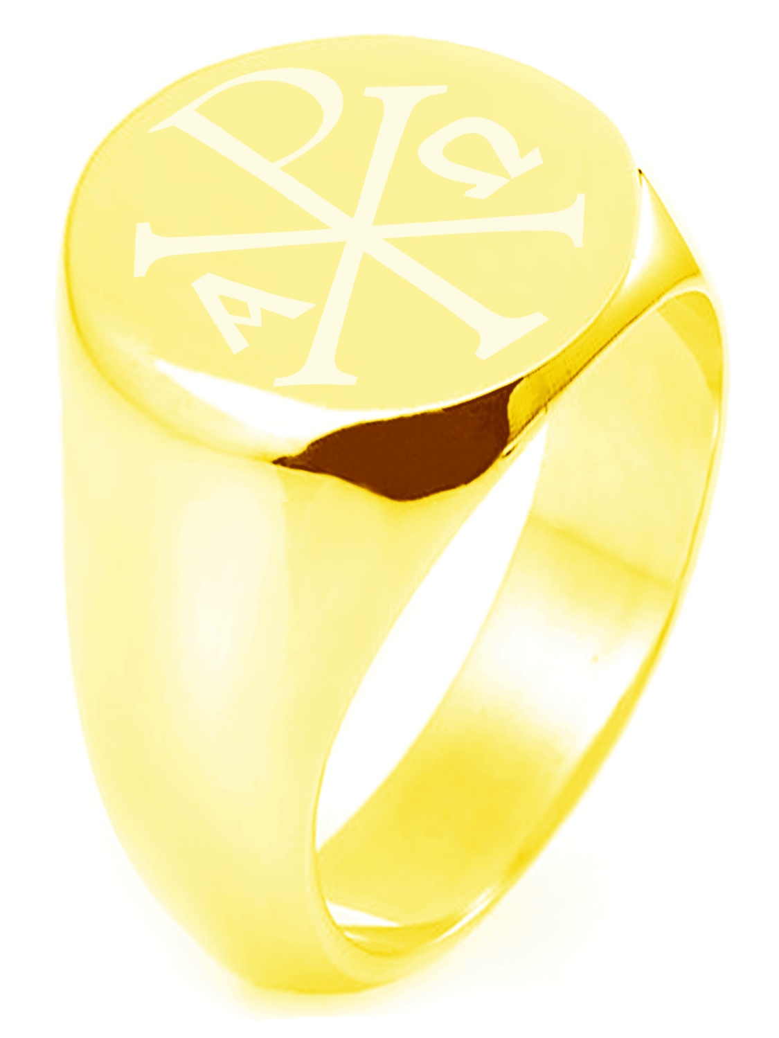 Gold Plated Sterling Silver Chi Rho Alpha Omega Symbol Engraved Round ...