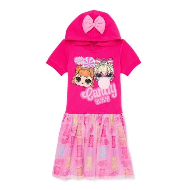 L.O.L. Surprise! Girls Hooded Cosplay Dress with Tulle Skirt, Sizes 4 ...