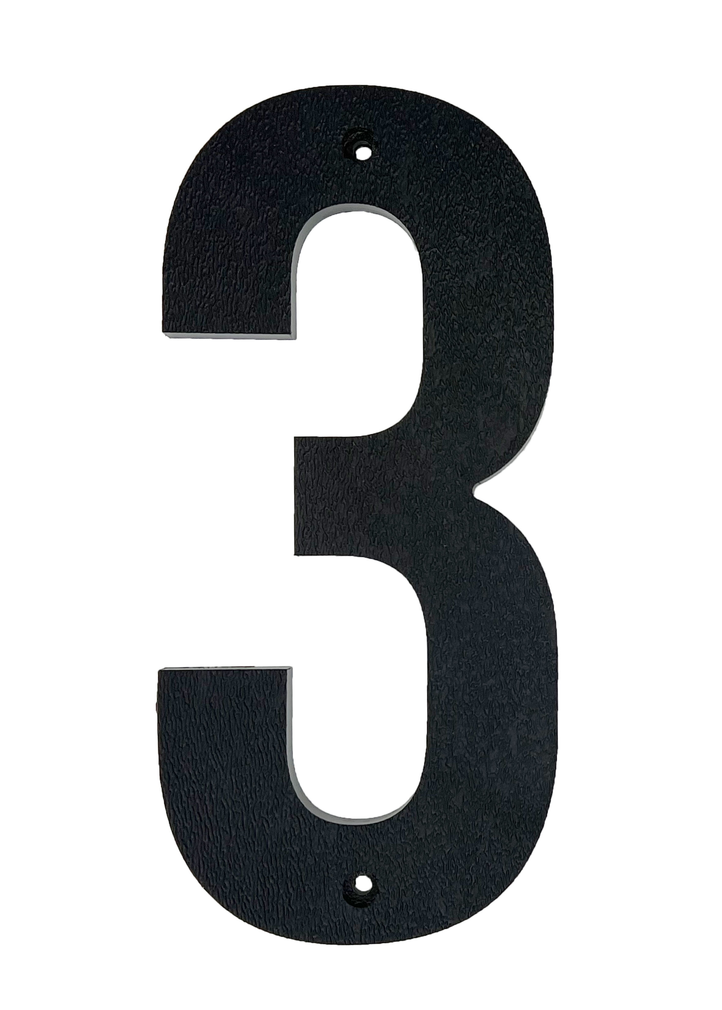 Pearl Sign Co. Black 8" Floating House Number 3, Bold Modern Style ...