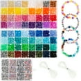 Wekvgz 64 Colors Pony Beads Kit, 6x9mm Beads, Letter Beads, Elastic ...