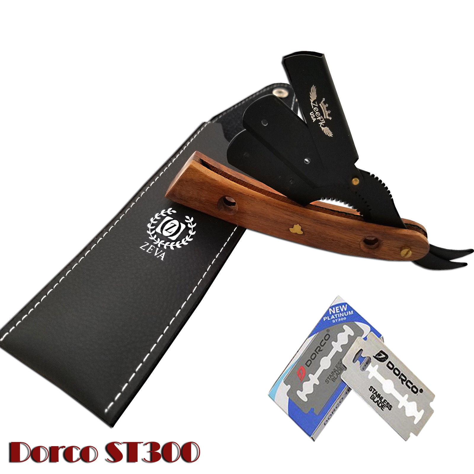 Steel Straight Razor w/ Wooden Handle USA BARBER SAFETY RAZOR SHAVETTE ...