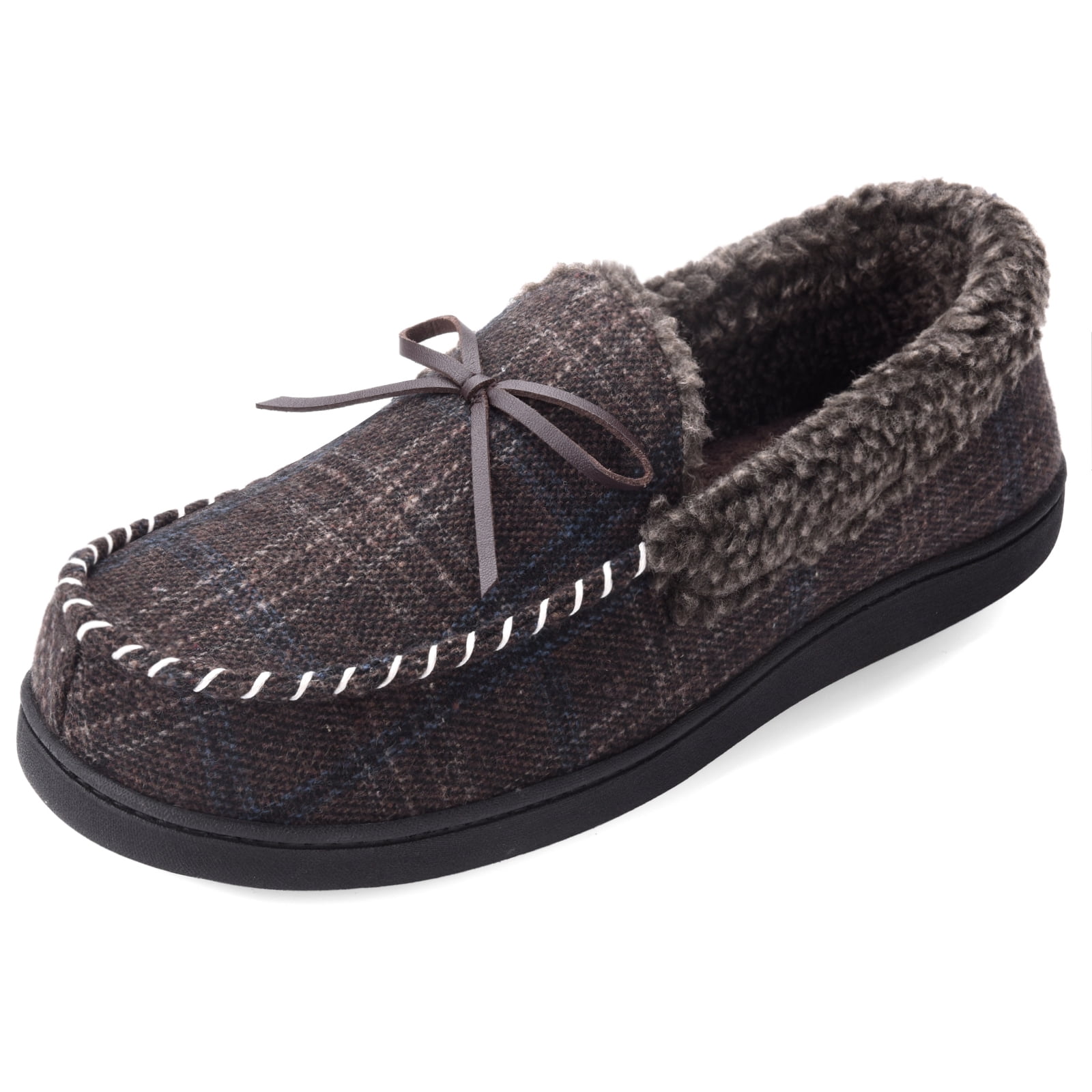 VONMAY Men's Moccasin Slippers Fuzzy House Shoes with Whipstitch Indoor ...