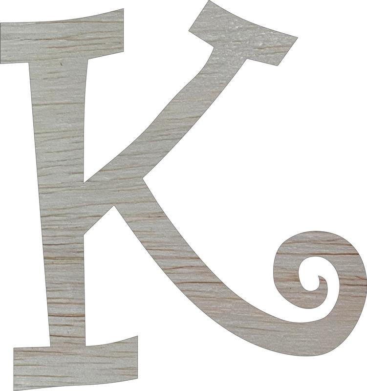 Unfinished Wood 22'' Curlz Letter K, Wall Hanging Alphabet Craft ...