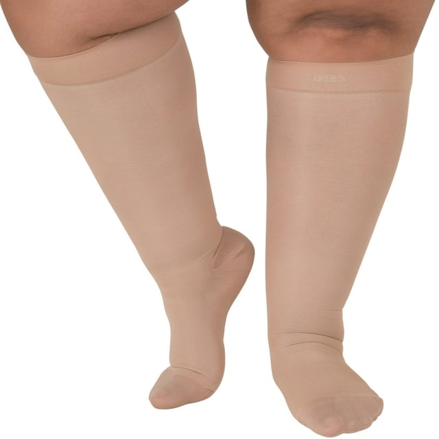 2XL Extra Large Sheer Compression Stockings for Women 15-20mmHg - Beige ...