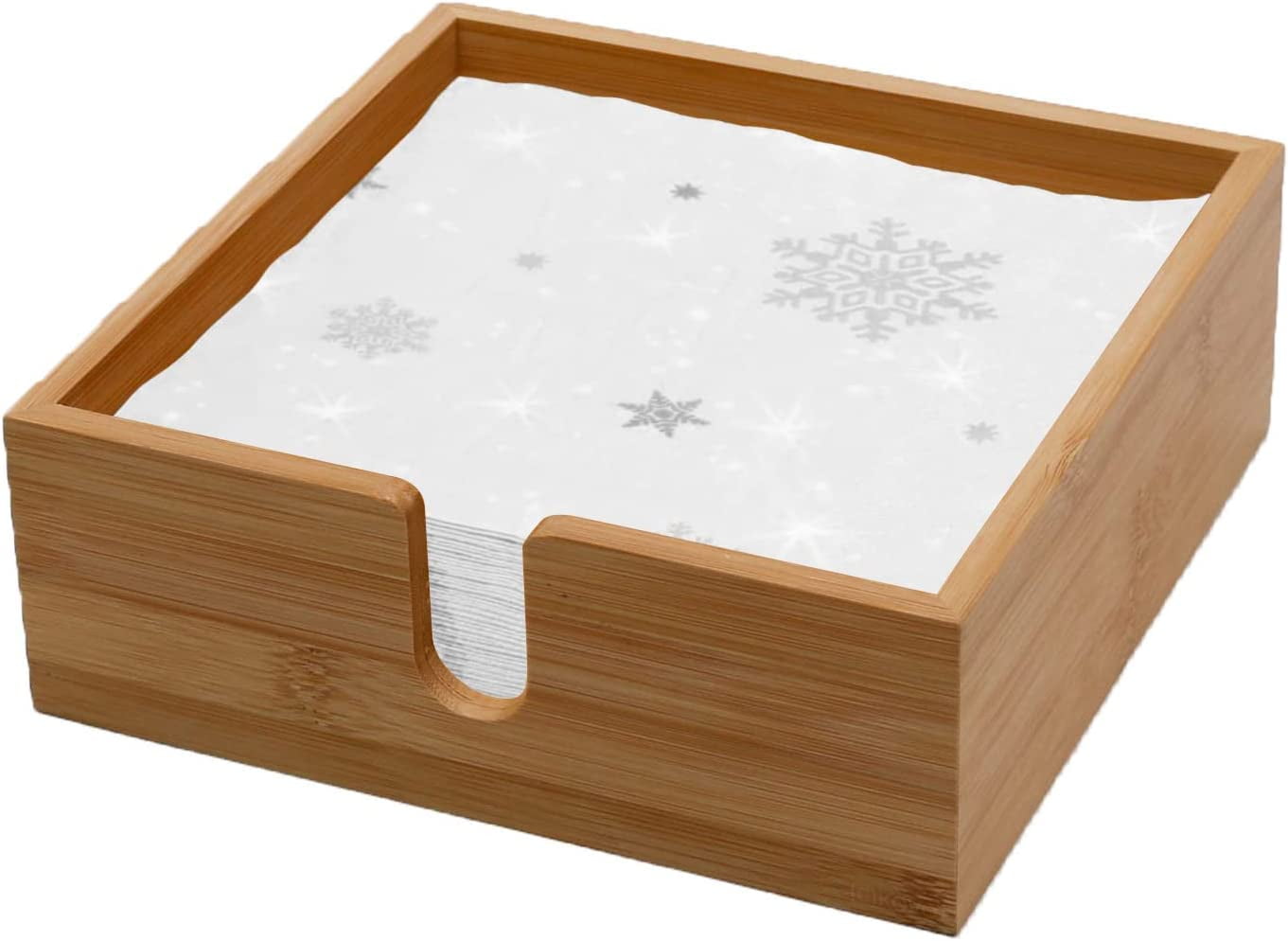 KOVOT Bamboo Napkin Holder – 7"W x 7"W Flat Square Natural Wooden ...