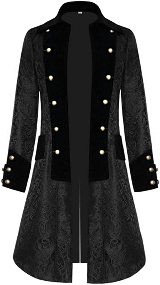 YOUI-GIFTS Men's Retro Vintage Long Frock Coat Trench Steampunk Formal ...
