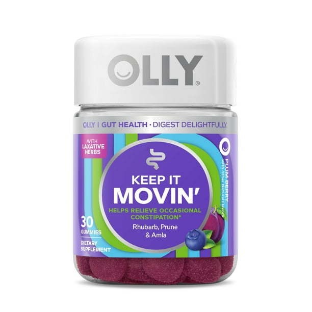 OLLY Keep it Moving Laxative Supplement, Constipation Support, Rhubarb ...
