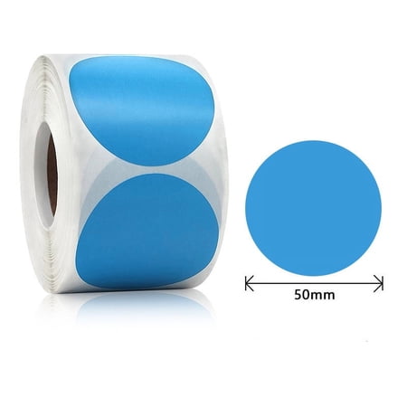 Pack of 500 Colored Adhesive Dots on Roll - 50 x 50 mm - Blue - Polka ...