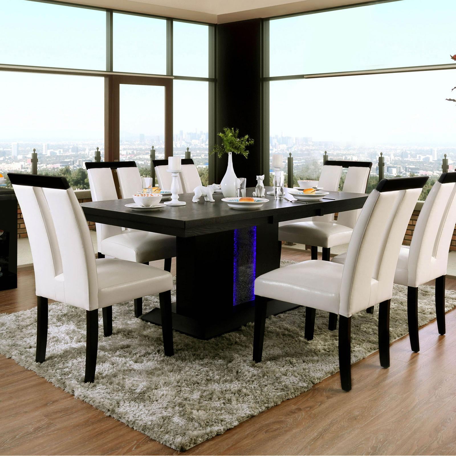 Black & White Solid Wood Dining Room Set 5pcs FOA Evangeline & Luminar ...