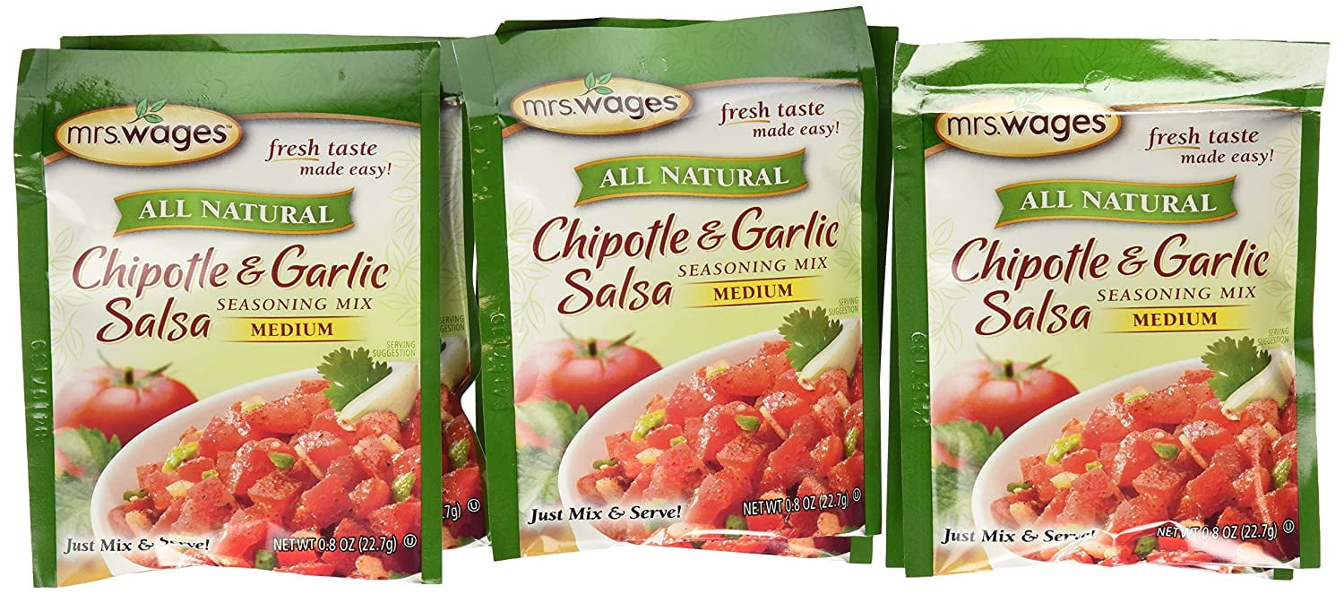 Mrs. Wages Chipotle & Garlic Salsa Mix, 0.8-Ounce Pouches (Pack of 12 ...