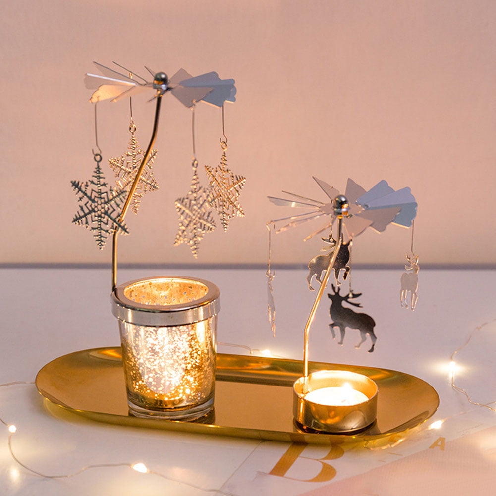 Yesbay Rotating Carousel Tea Light Hanging Deer Candle Holder ...