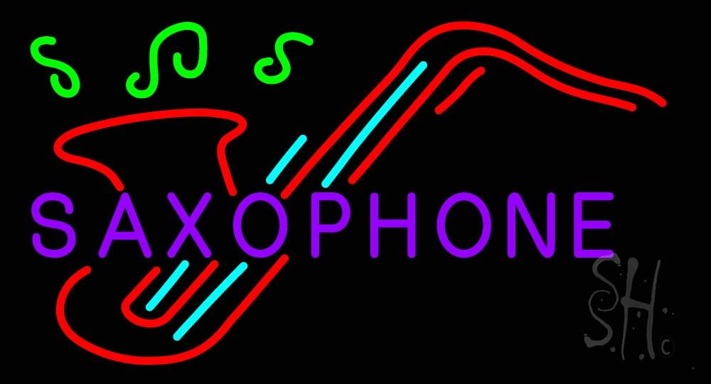 Pink Saxophone Red Logo LED Neon Sign 20" Tall x 37" Wide - inches ...