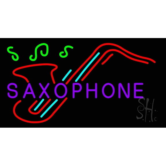 Red Saxophone Player Parking Only 1 LED Neon Sign 15" Tall x 19" Wide ...