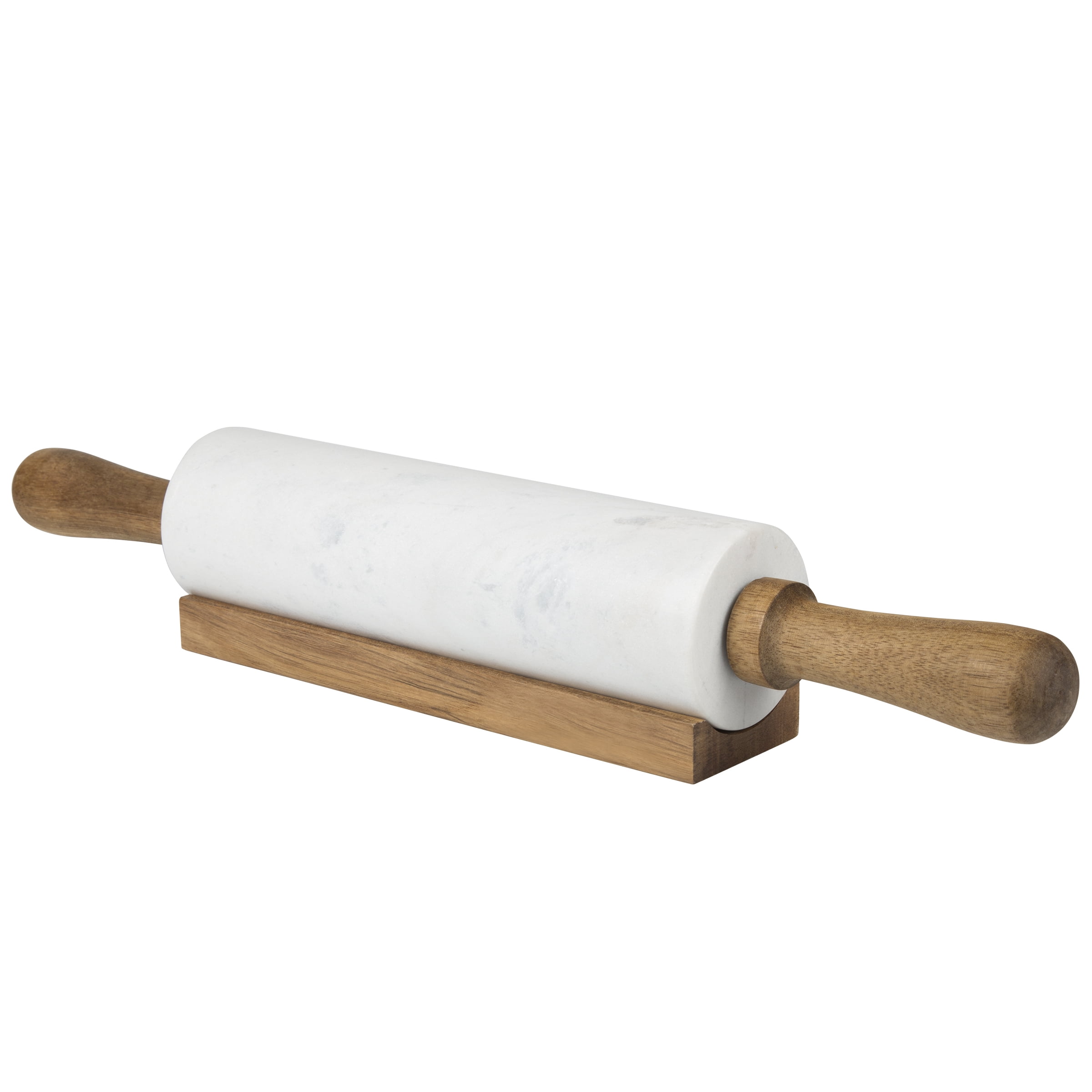 Creative Home Deluxe Genuine Natural Marble Rolling Pin with Acacia ...
