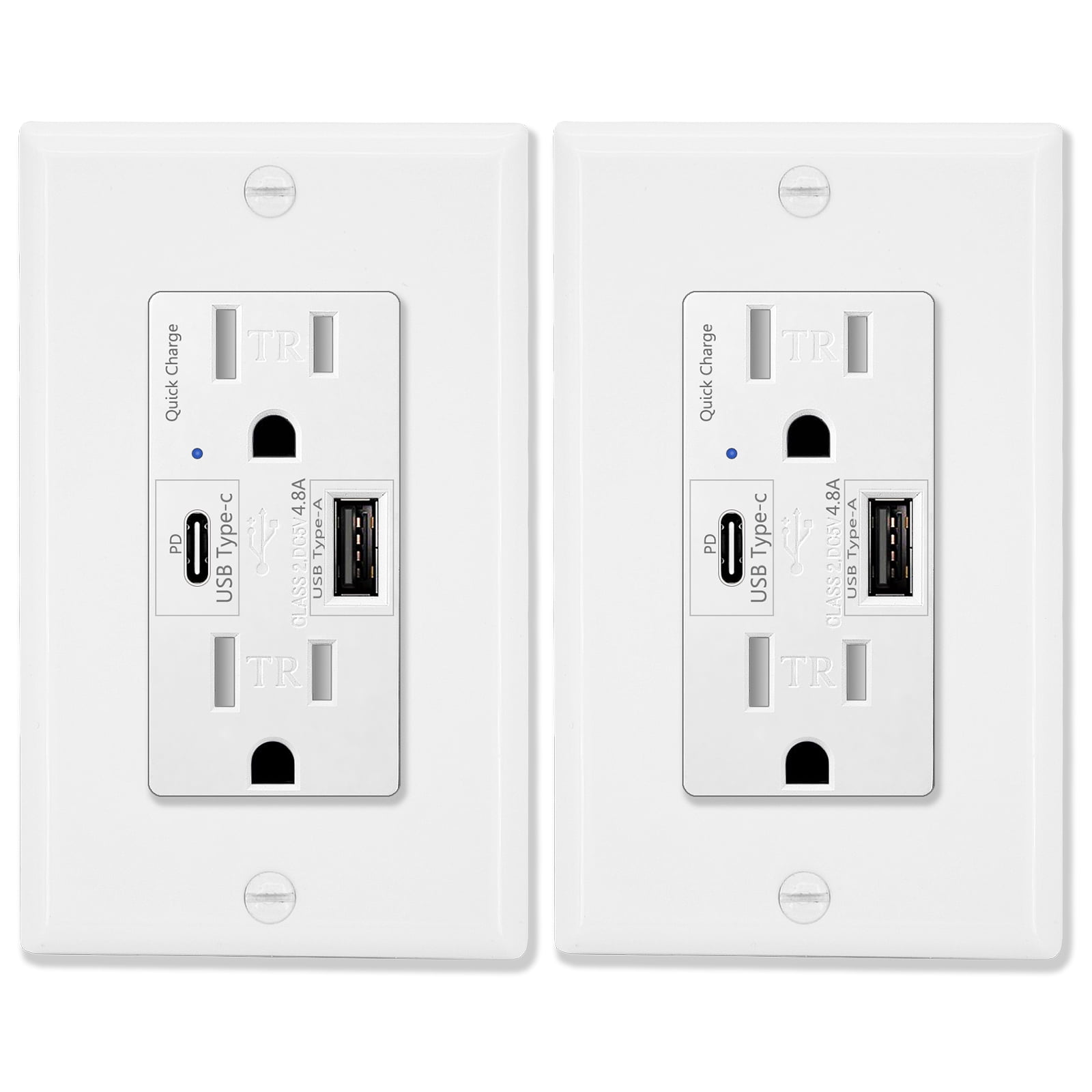 GREENCYCLE 4.8A Electrical Wall Quick Charge Receptacle USB Charger ...