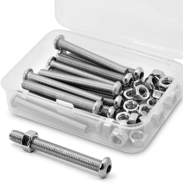 SURJDE (20 Sets) M6-1.0 x 40mm Socket Head Cap Screws and Nuts Set 304 ...