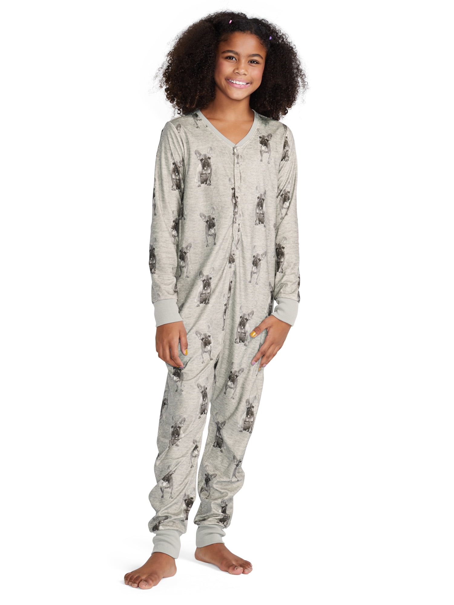 Justice Girls Long Sleeve Button Front Onesie Pajama, Sizes 5-18 ...