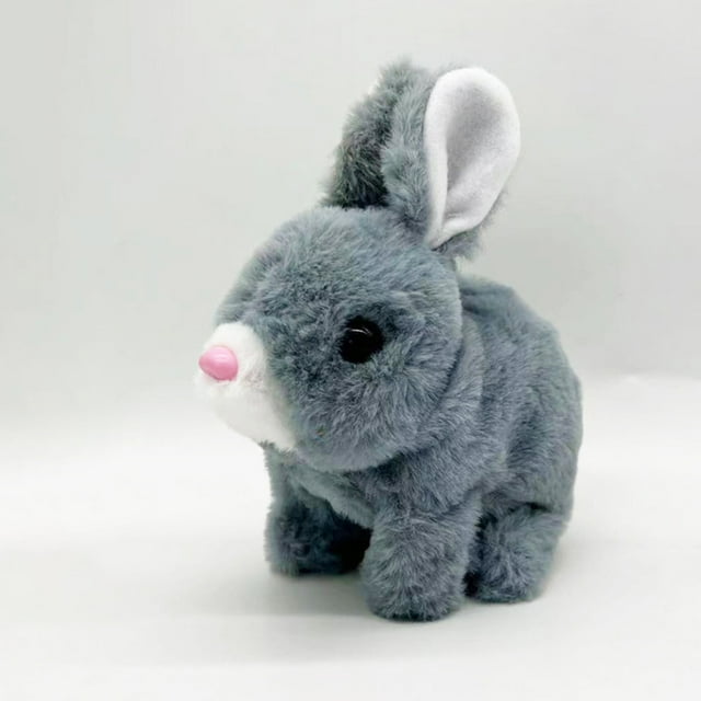 Simulation Electric Plush Bunny Toy Soft Touch Fabric Walking Jumping ...