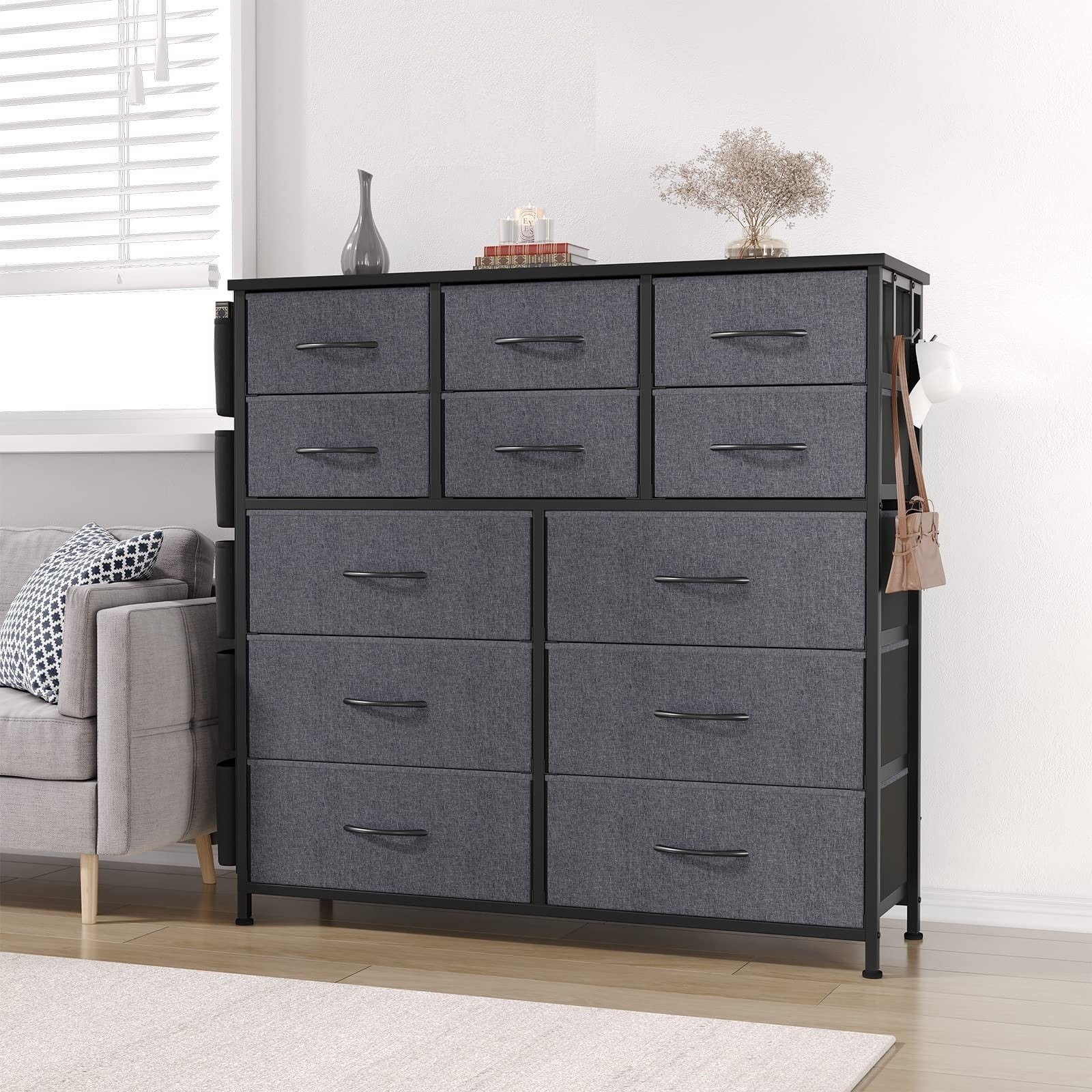 Coromose 12 Drawer Fabric Dresser for Bedroom, Chest of Drawers with ...