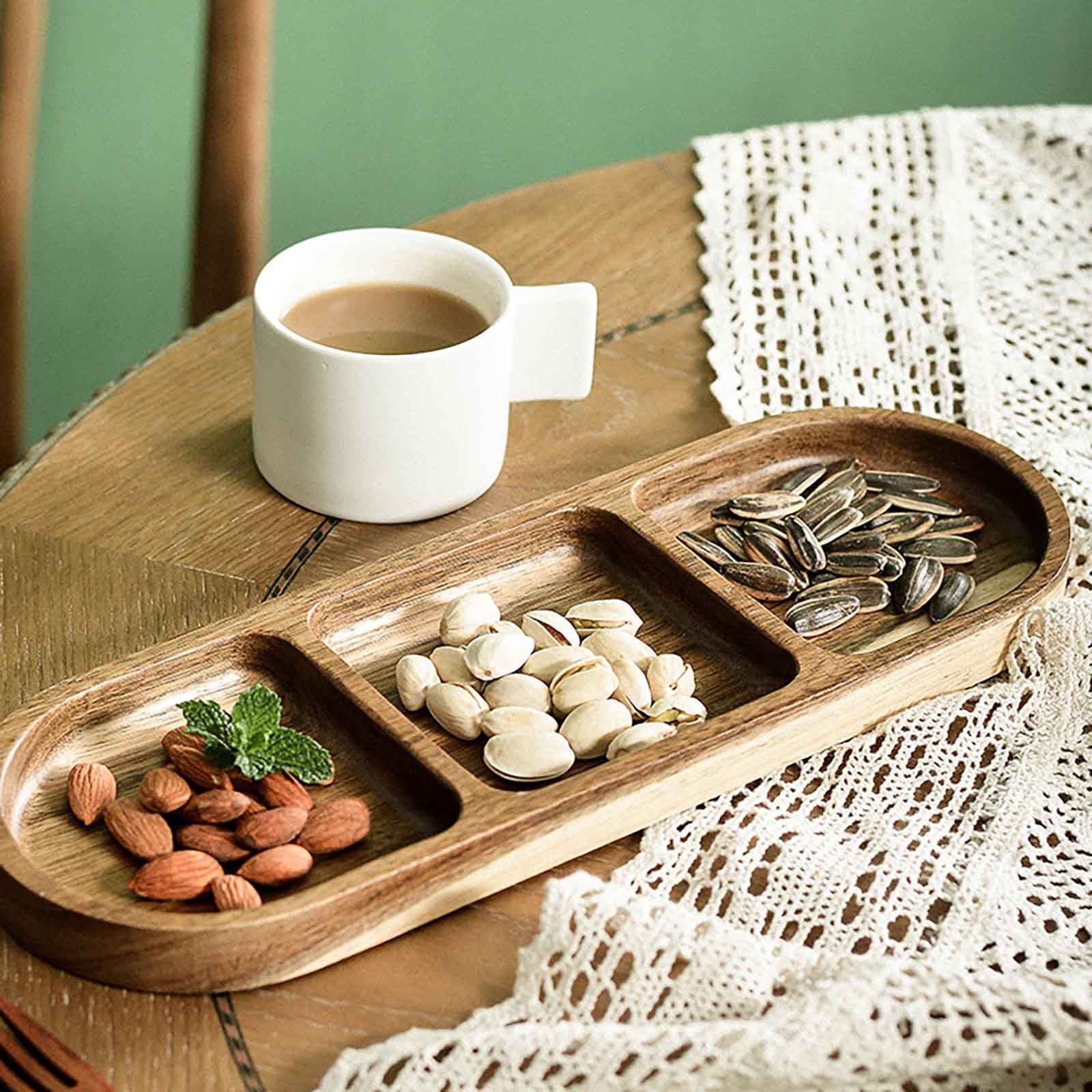 Wooden Snack Storage Tray, Dried Fruit Serving Bowl, Adjustable Shelf ...