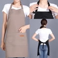 Adjustable Apron 3 Button Front Storage Pocket Oil Resistant Fabric For ...