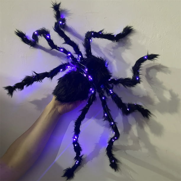Halloween Giant Spider Decorations, Light up Black Hairy Spider ...