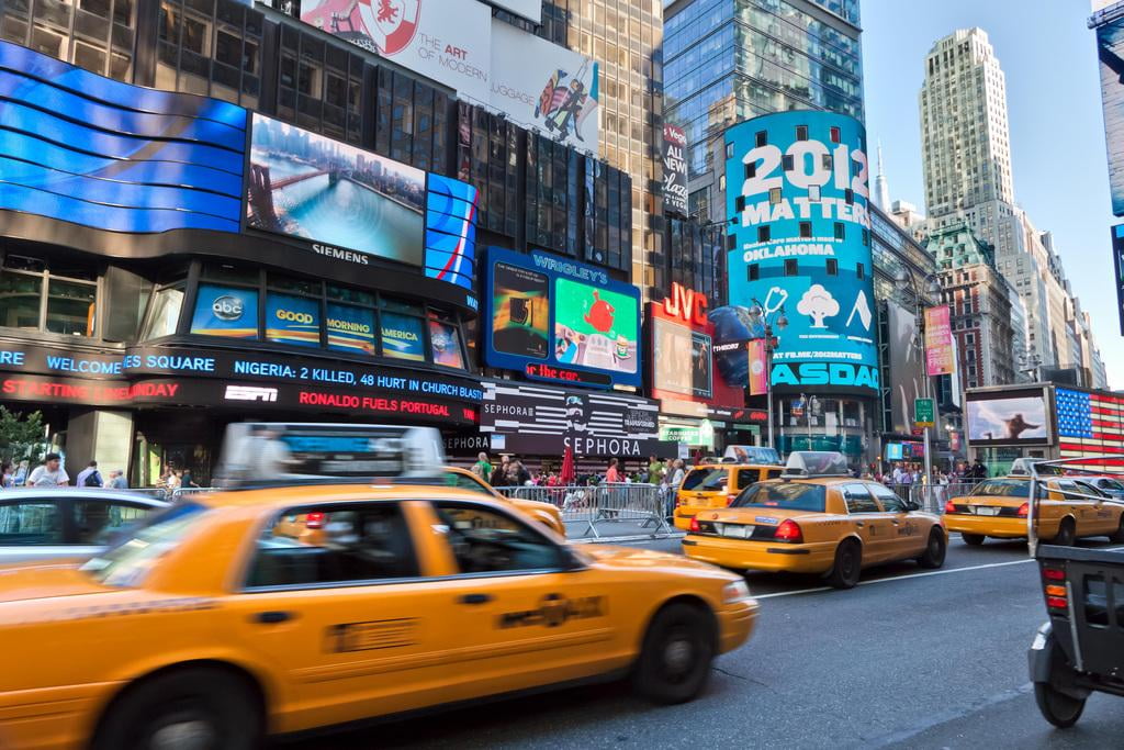 Yellow Cab Rush Times Square New York City NYC Photo Photograph Thick ...