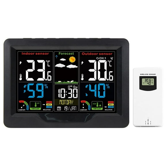 Geevon Wireless Indoor Outdoor Weather Station with 7.6'' Color Display ...