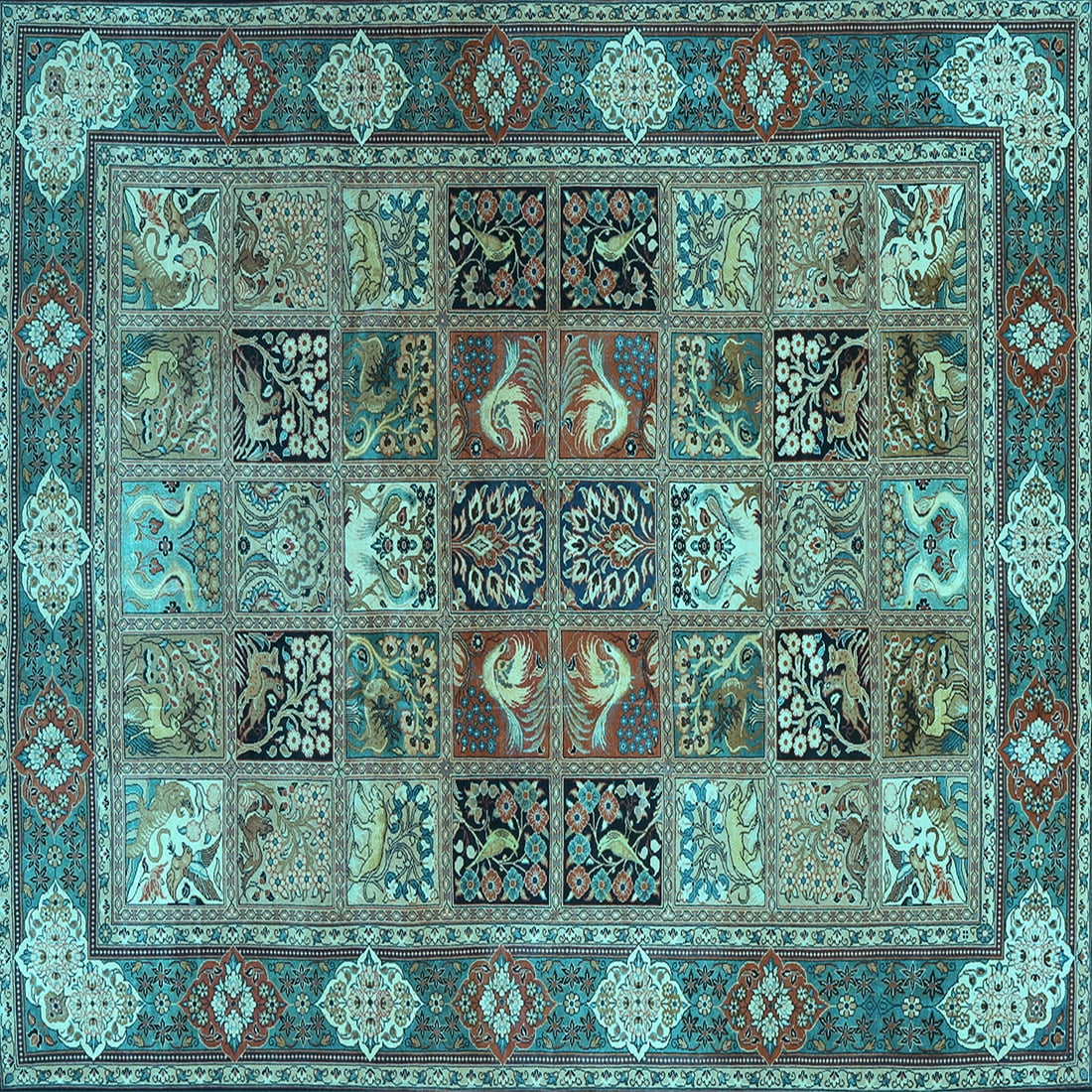 Ahgly Company Indoor Square Persian Light Blue Traditional Area Rugs, 4 ...