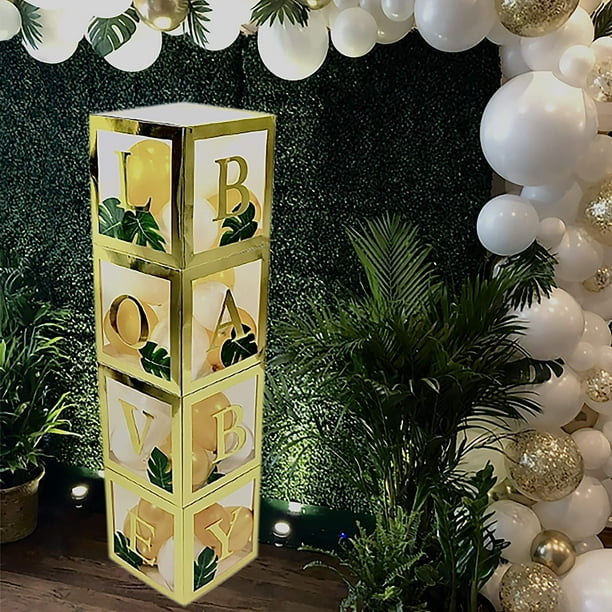 YARA Baby Shower Decorations Balloon Box Set of 4 Clear Baby Block ...