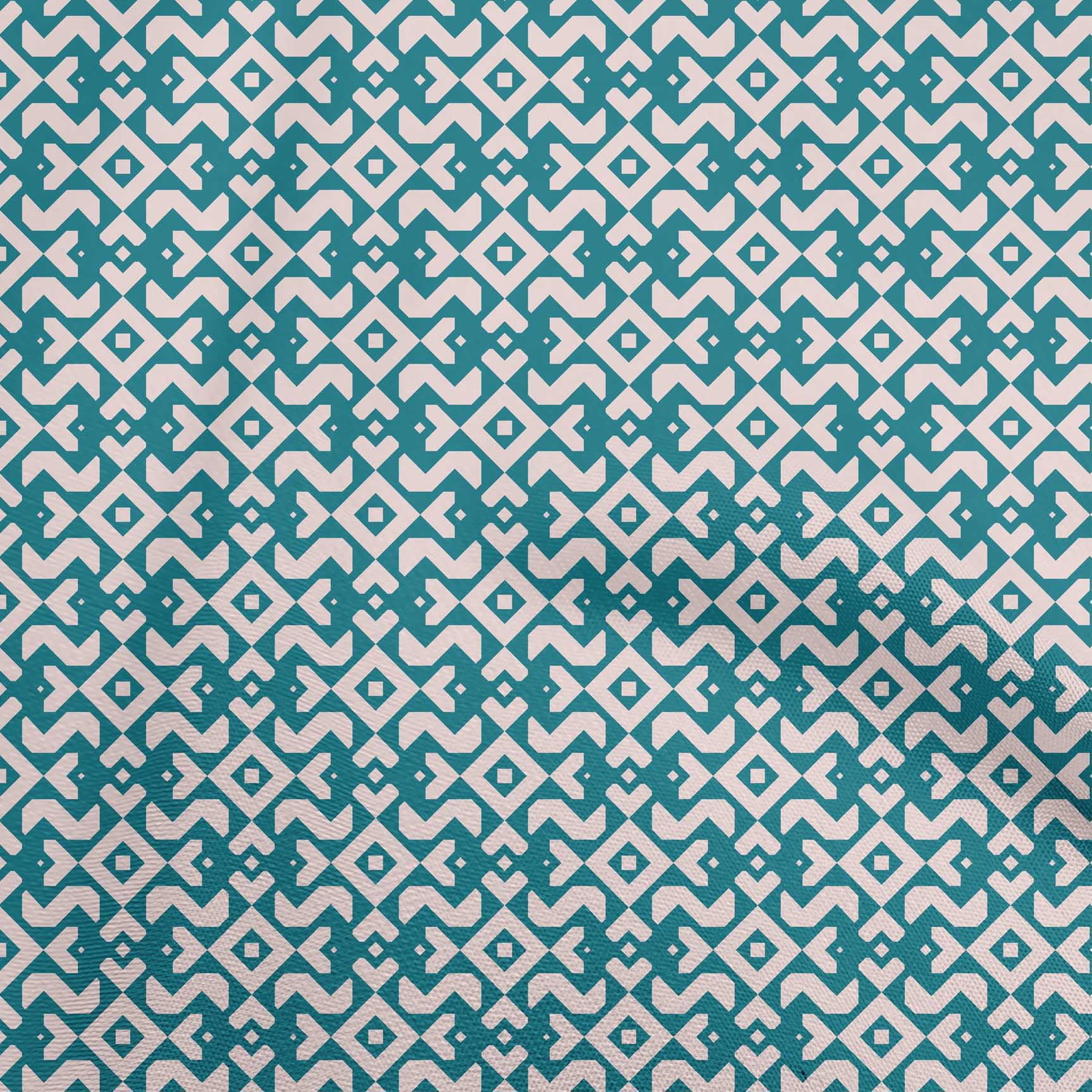 oneOone Cotton Poplin Blue Fabric Asian Block Print Geometric Diy ...