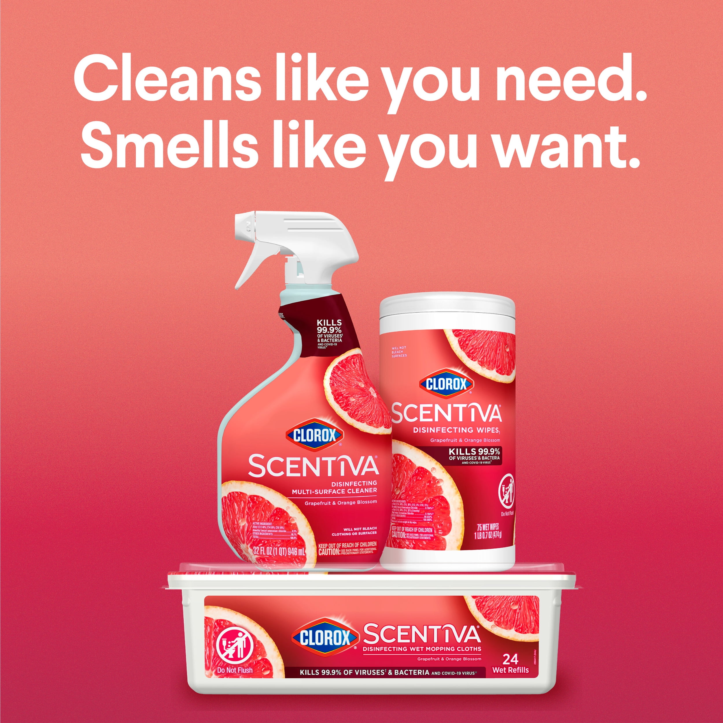 Clorox Scentiva Multi Surface Cleaner Spray, Grapefruit Splash, 32 fl ...