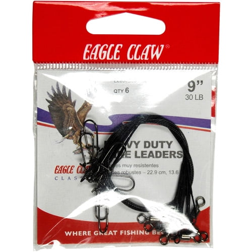 Eagle Claw 9" 30 lb. Heavy Duty Wire Leader, Black, 6 Pack - Walmart.com