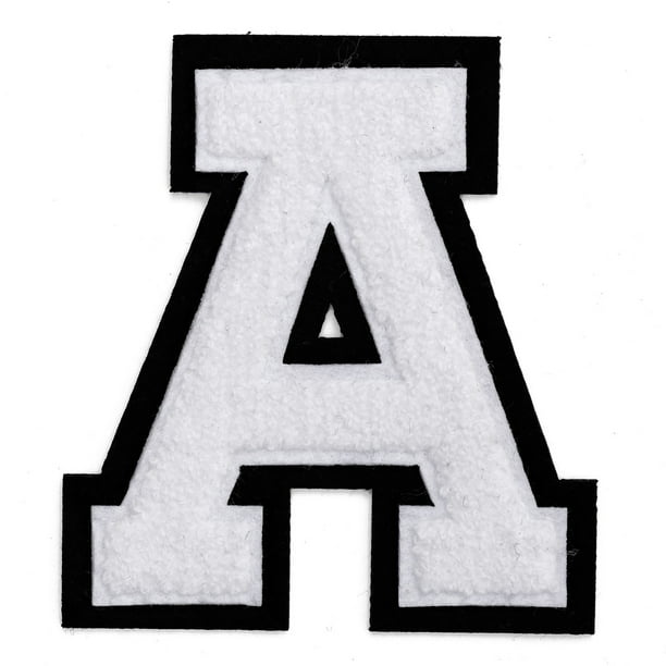 Chenille Stitch Varsity Iron-On Patch by pc, 4-1/2", White/Black, TR ...