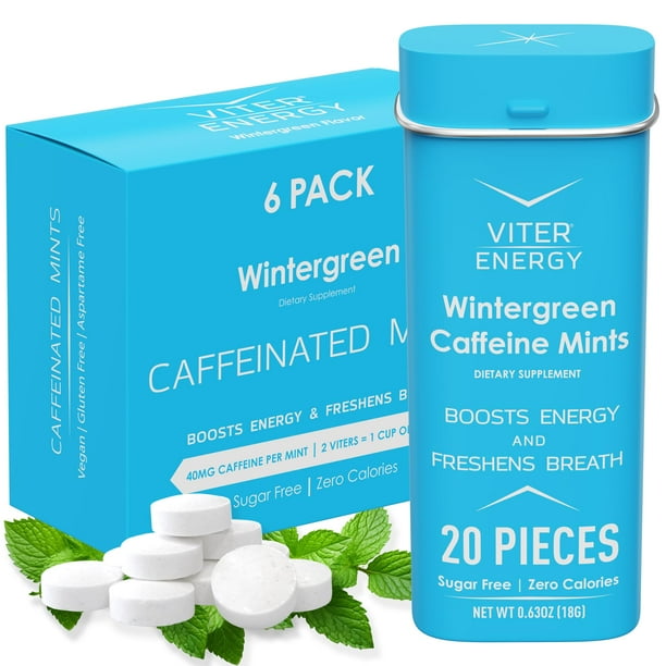 Viter Energy Caffeinated Mints 40mg Caffeine, B Vitamins, Sugar Free ...