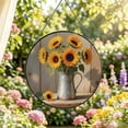 Chilfamy Round Stained Glass Window Suncatcher, Watercolor Sunflower ...