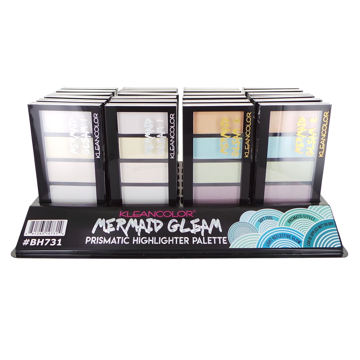 KLEANCOLOR Prismatic Highlighter Palette Mermaid Gleam Display Set, 24 ...