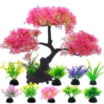 SLOCME Pink Cherry Blossom Tree Aquarium Decor Set – 10 Pcs Artificial ...