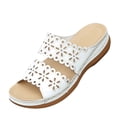 Bkhluea Women Lace Cutout Two Strap Wedge Slide Sandals Comfortable ...