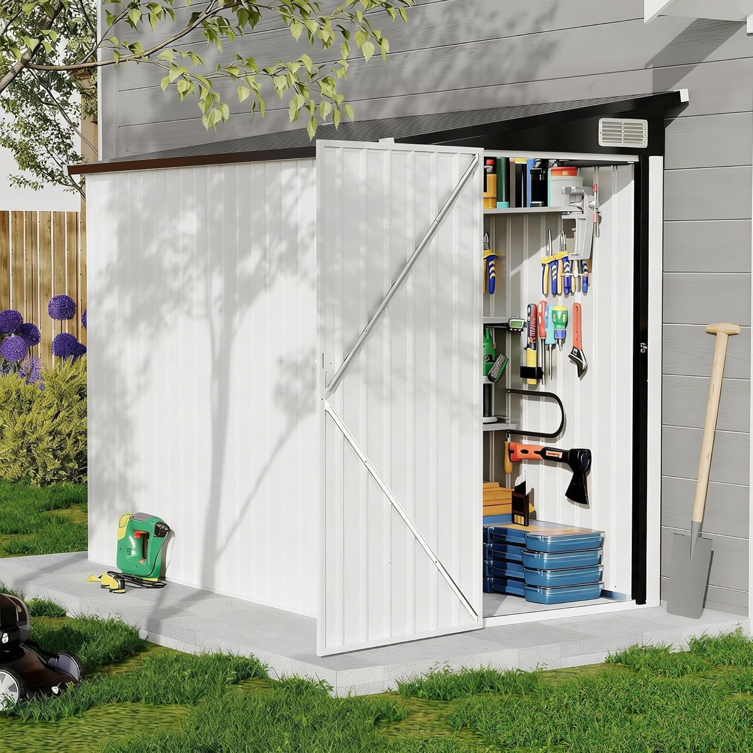 Click here for Garvee 4x8x6 Ft Metal Outdoor Lean To Storage Shed... prices