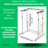 Essential Medical Supply Height Adjustable Standing Toilet Safety Rail ...