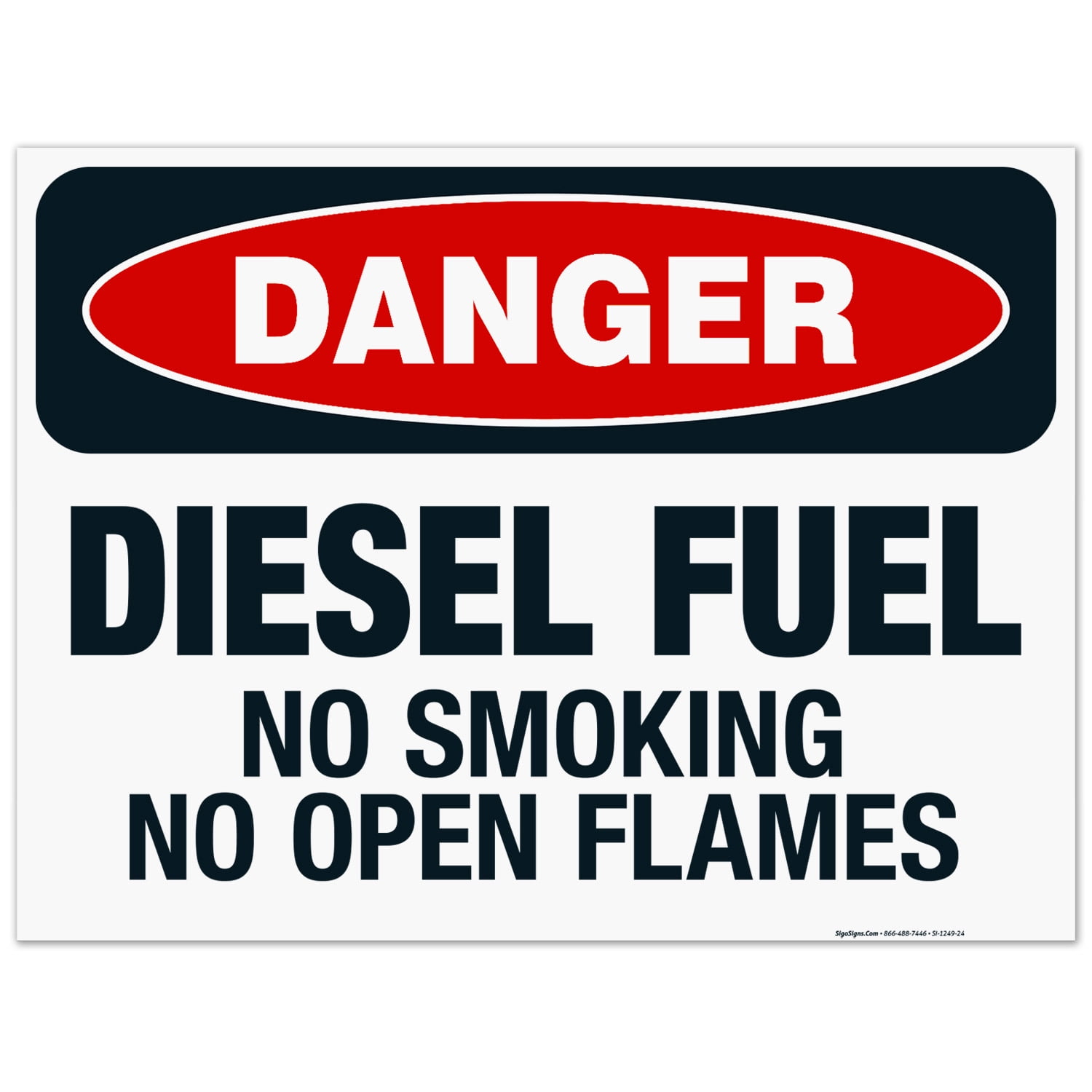Danger Diesel Fuel No Smoking No Open Flames Sign, OSHA Danger Sign ...